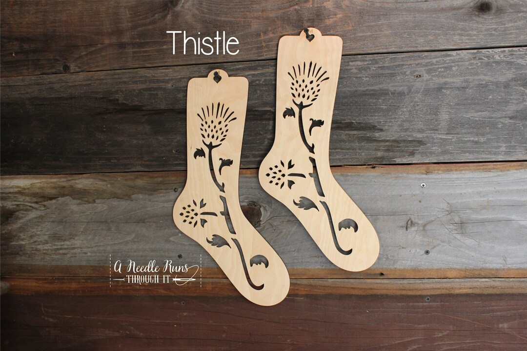 Thistle Sock Blockers, Baltic Birch Thistle Design Wood Sock Blockers ...