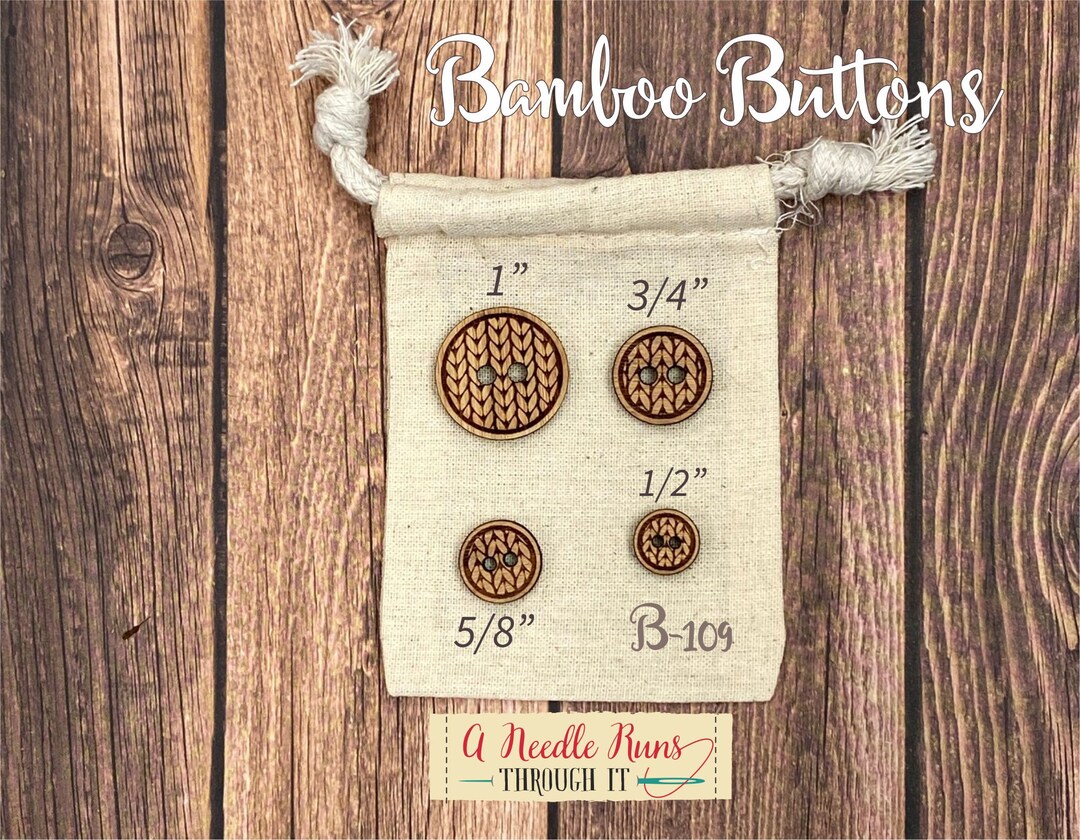 B-109 Wood Bamboo Buttons, Buttons for Knits, Knitting and Crochet ...