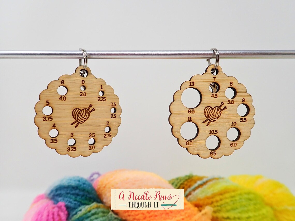 Tiny Needle Gauge Zipper Pull. Bamboo Knitting Needle Gauge. Needle ...