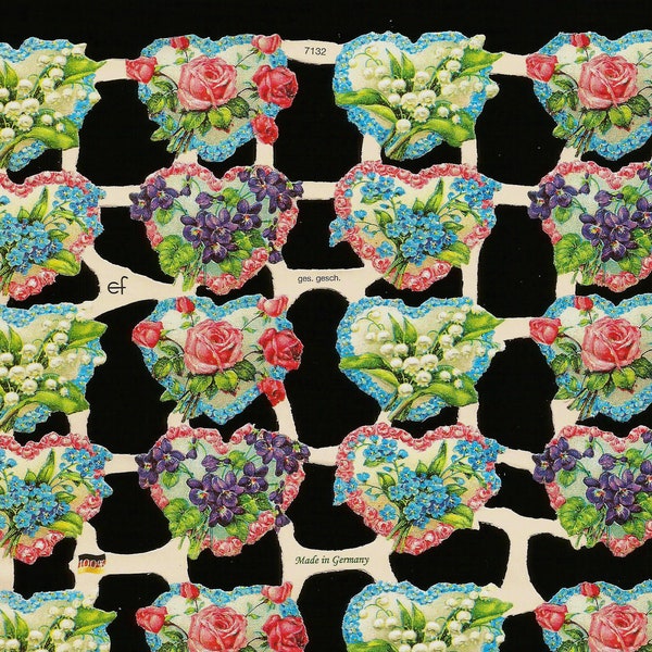 German Embossed Vintage Style Scrap Die Cut Easter Spring Time Flowers ...