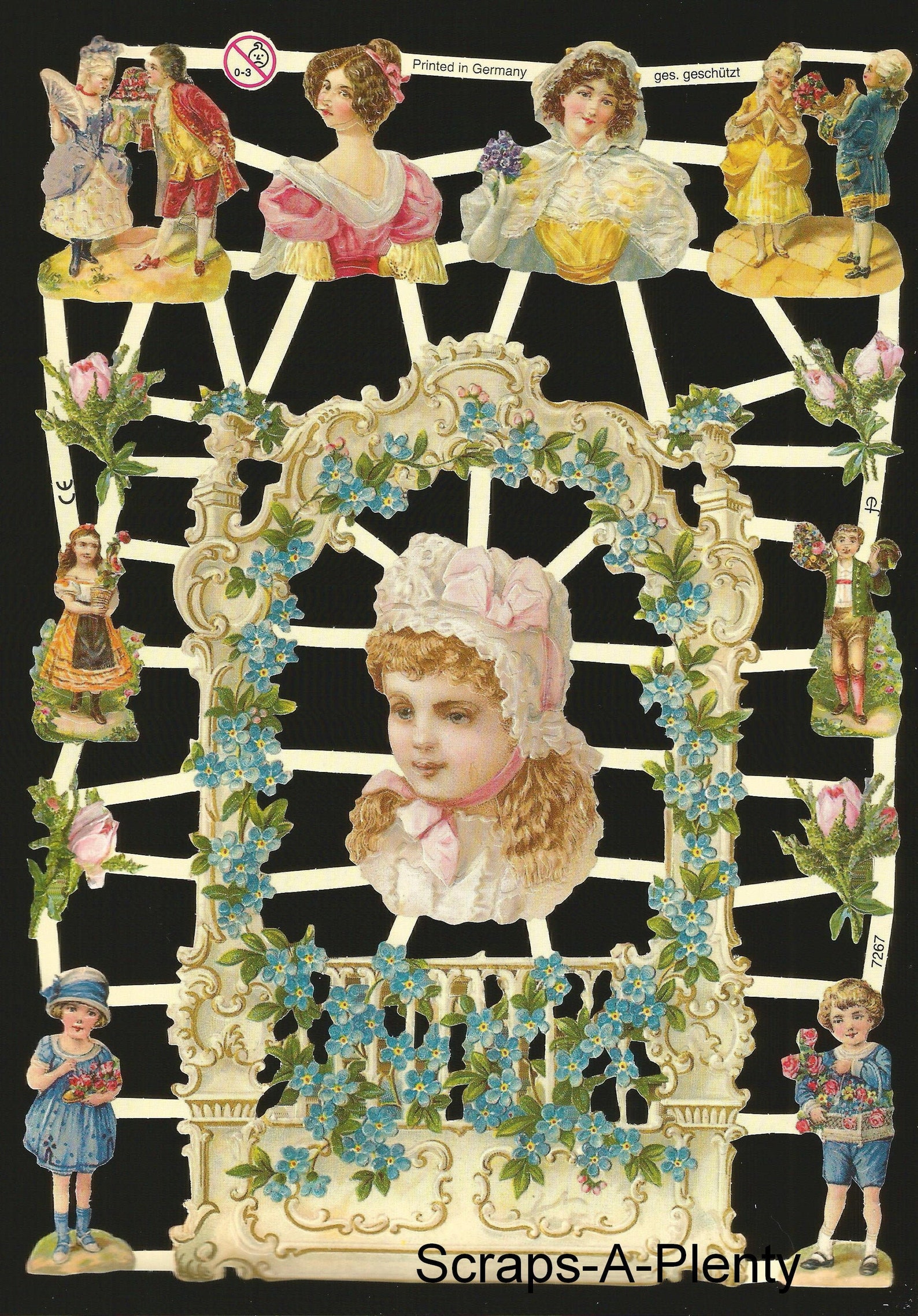 German Embossed Vintage Style Scrap Die Cut - Victorian Dressed Ladies ...