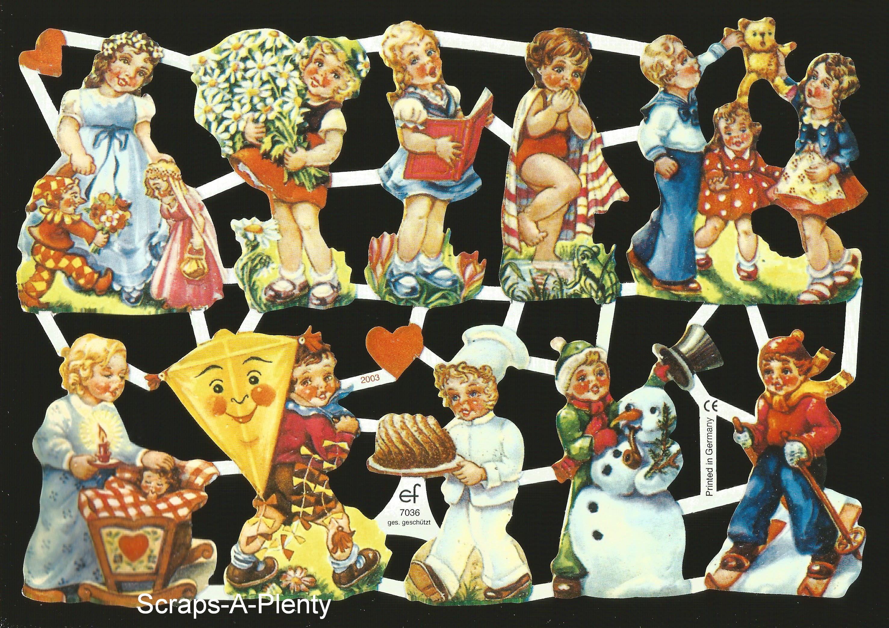 German Embossed Vintage Style Scrap Die Cut Relief - Adorable Children ...