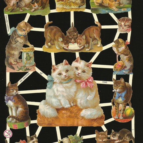 German Embossed Vintage Style Scrap Die Cut Playful Kittens - Etsy