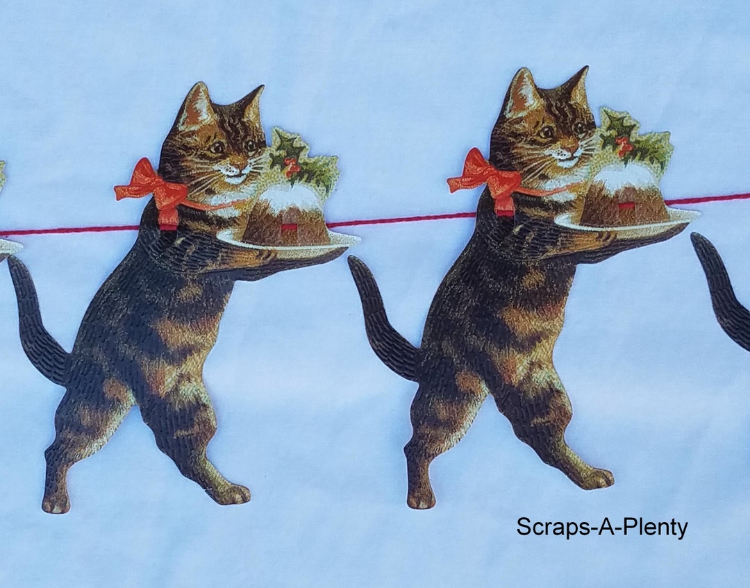 Mamelok Embossed Frieze Garland 10 Die Cuts With Cat & Christmas Figgy ...