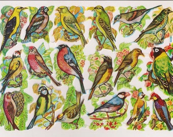 German Embossed Vintage Style Scrap Die Cut Relief Birds & Nests WOW ...