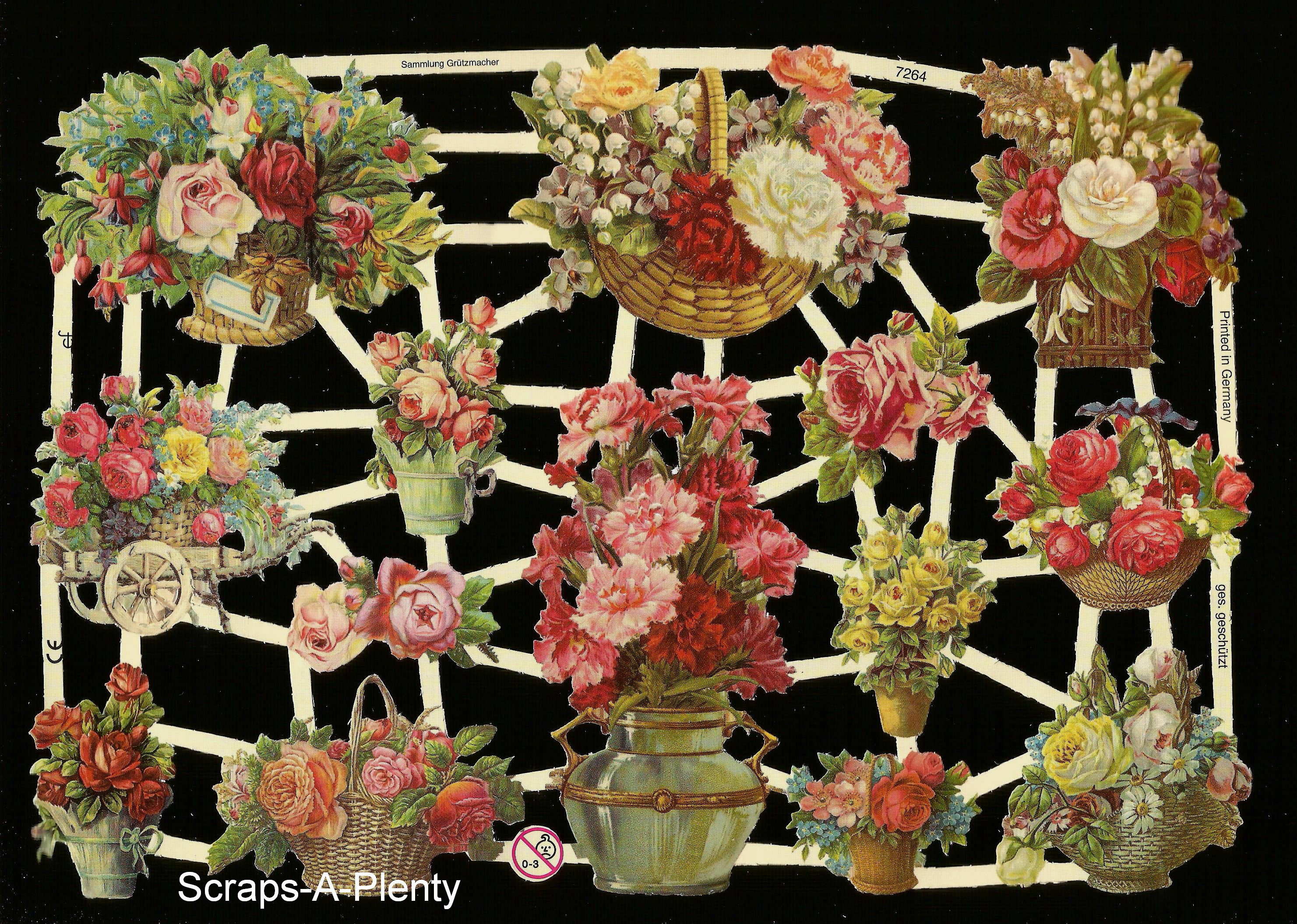 German Embossed Vintage Style Scrap Die Cut Flowers & - Etsy