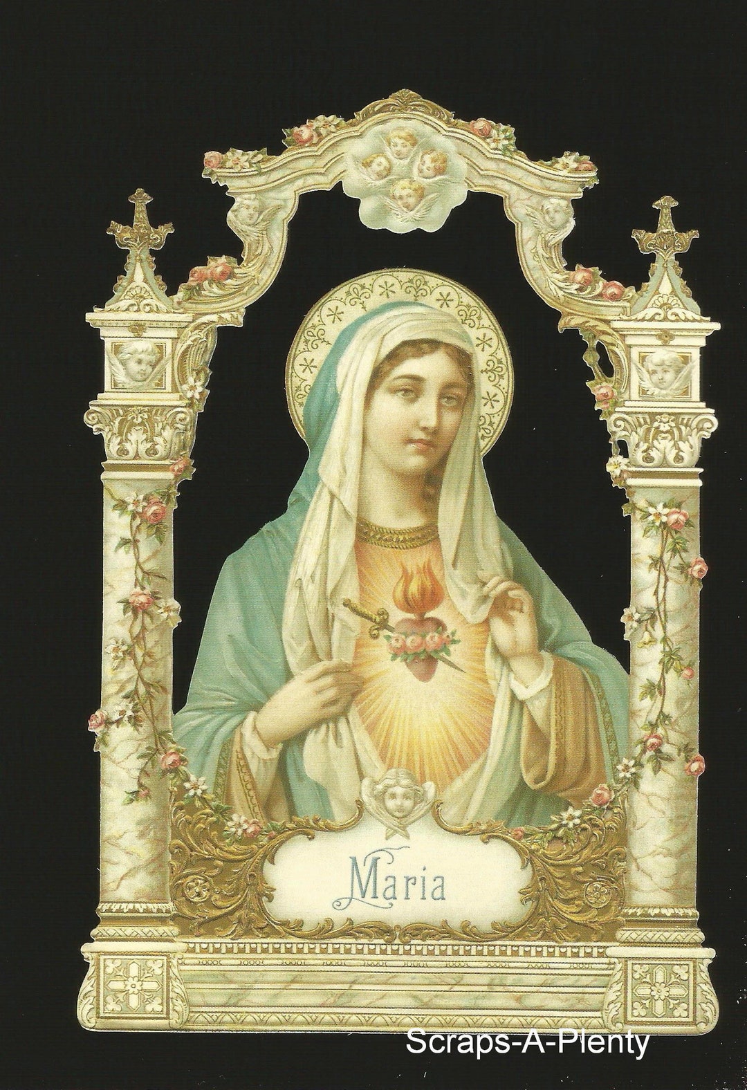 German Embossed Vintage Style Scrap Die Cut Relief - Large Maria ...