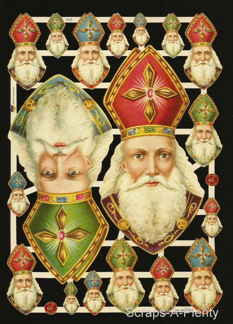 German Embossed Vintage Style Scrap Die Cut Relief - Lots of Christmas ...