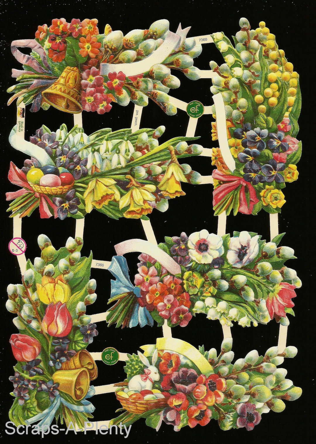 German Embossed Vintage Style Scrap Die Cut Relief - Easter Spring ...