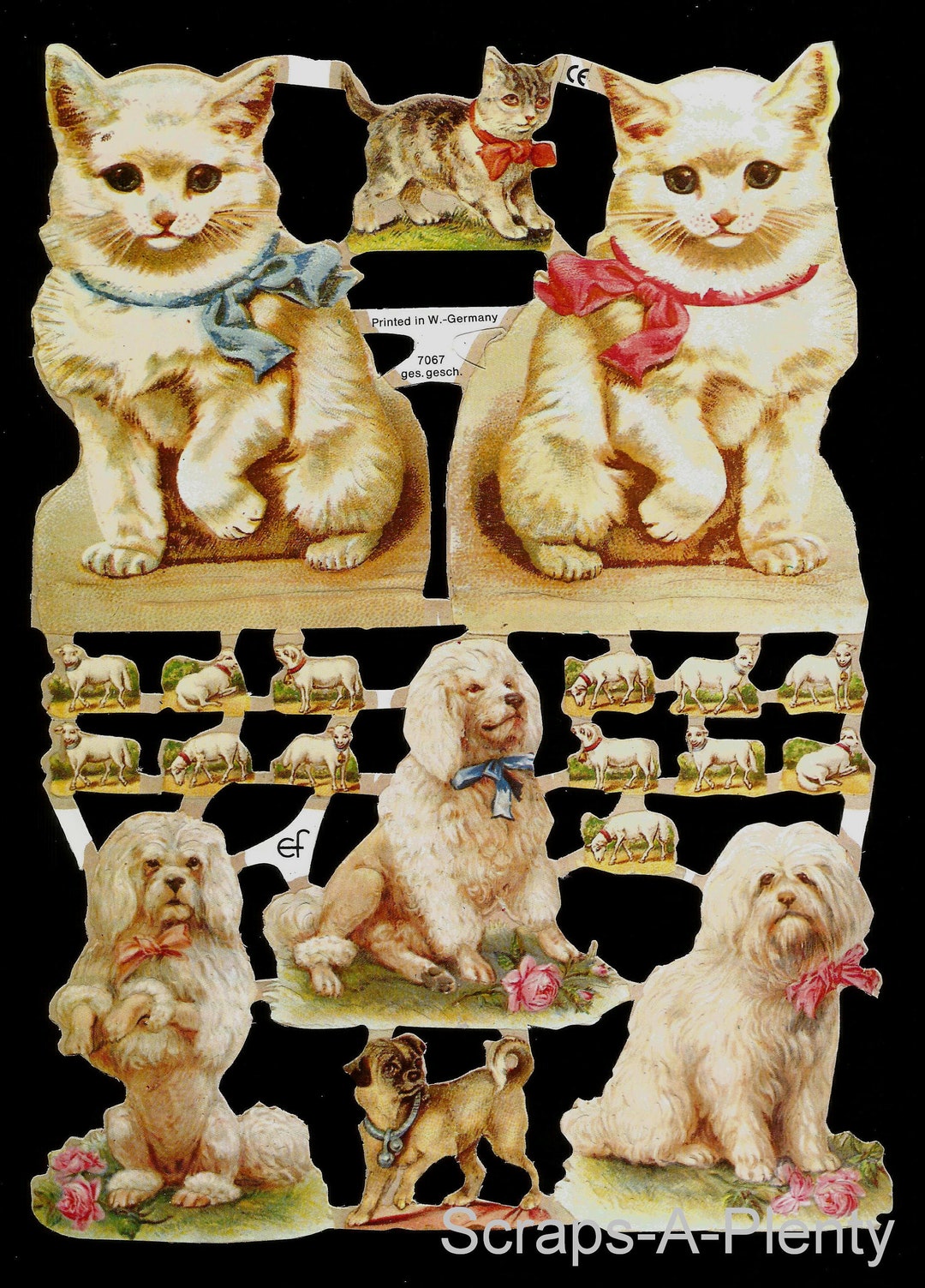German Embossed Vintage Style Scrap Die Cut - Cat / Kitten / Dog NICE ...