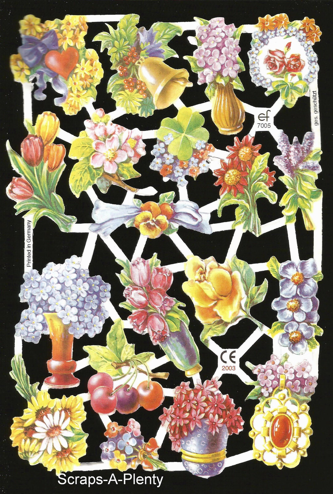German Embossed Vintage Style Scrap Die Cut Easter Spring Time Flowers ...