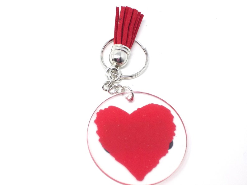 Acrylic Keychain Red White Black Love Keychain Round 2 Inch Keychain ...