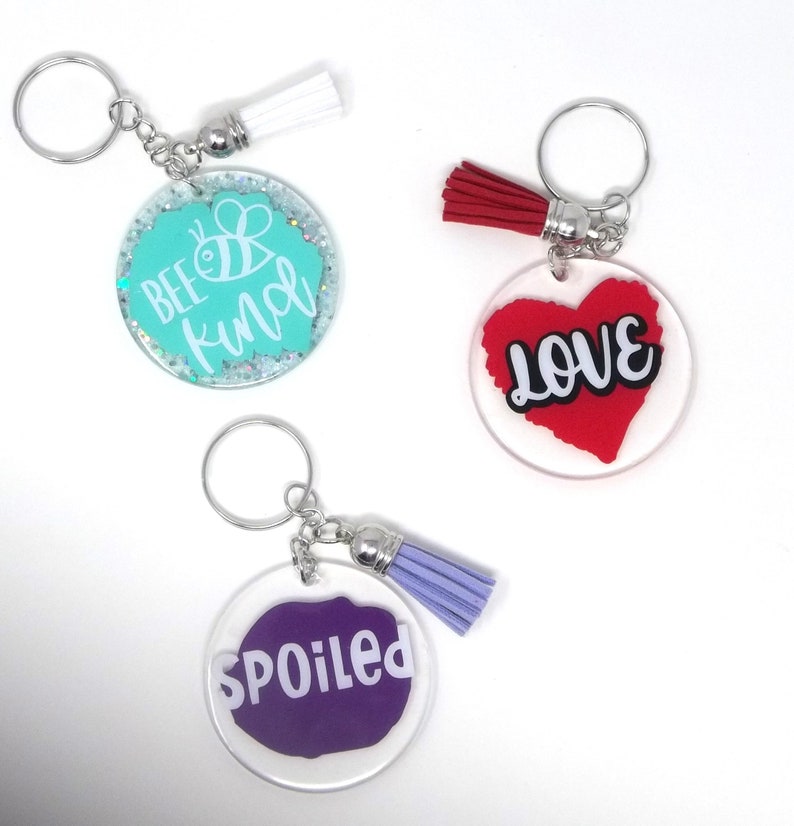 Acrylic Keychain Red White Black Love Keychain Round 2 Inch Keychain ...