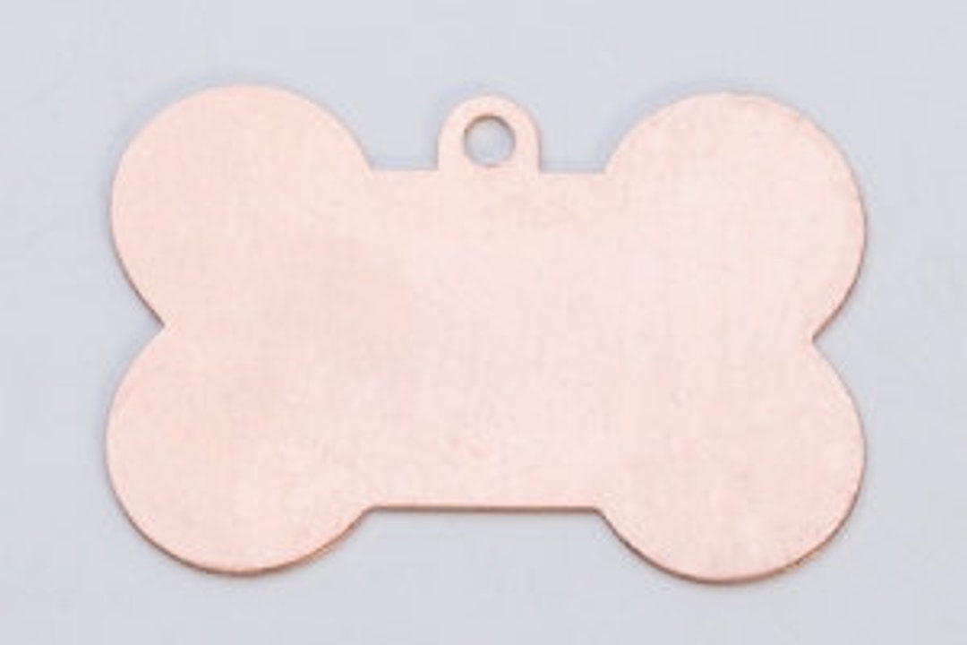 Copper Dog Bone With Hole 1-5/8" by 1" 24ga PKG of 6 Great Stamping ...