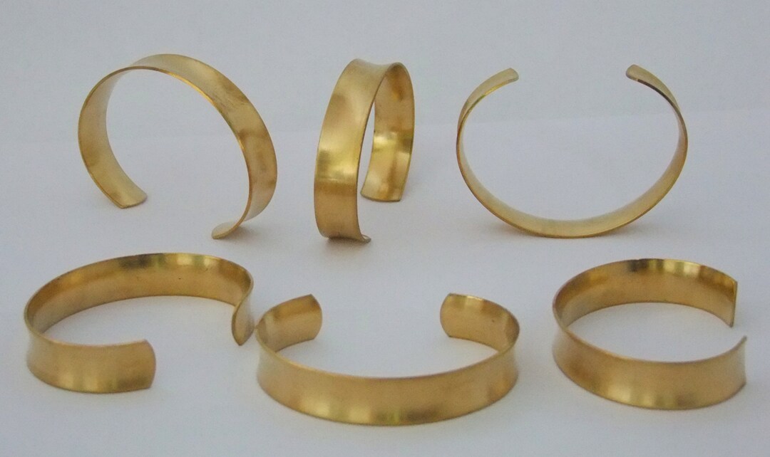 Set of 6 Concaved Brass Bracelet Cuff Blanks for Jewelry Making .5 Inch ...