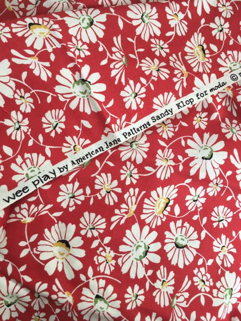Wee Play Moda Sandy Klop Red Daisy Flowers American Jane - Etsy