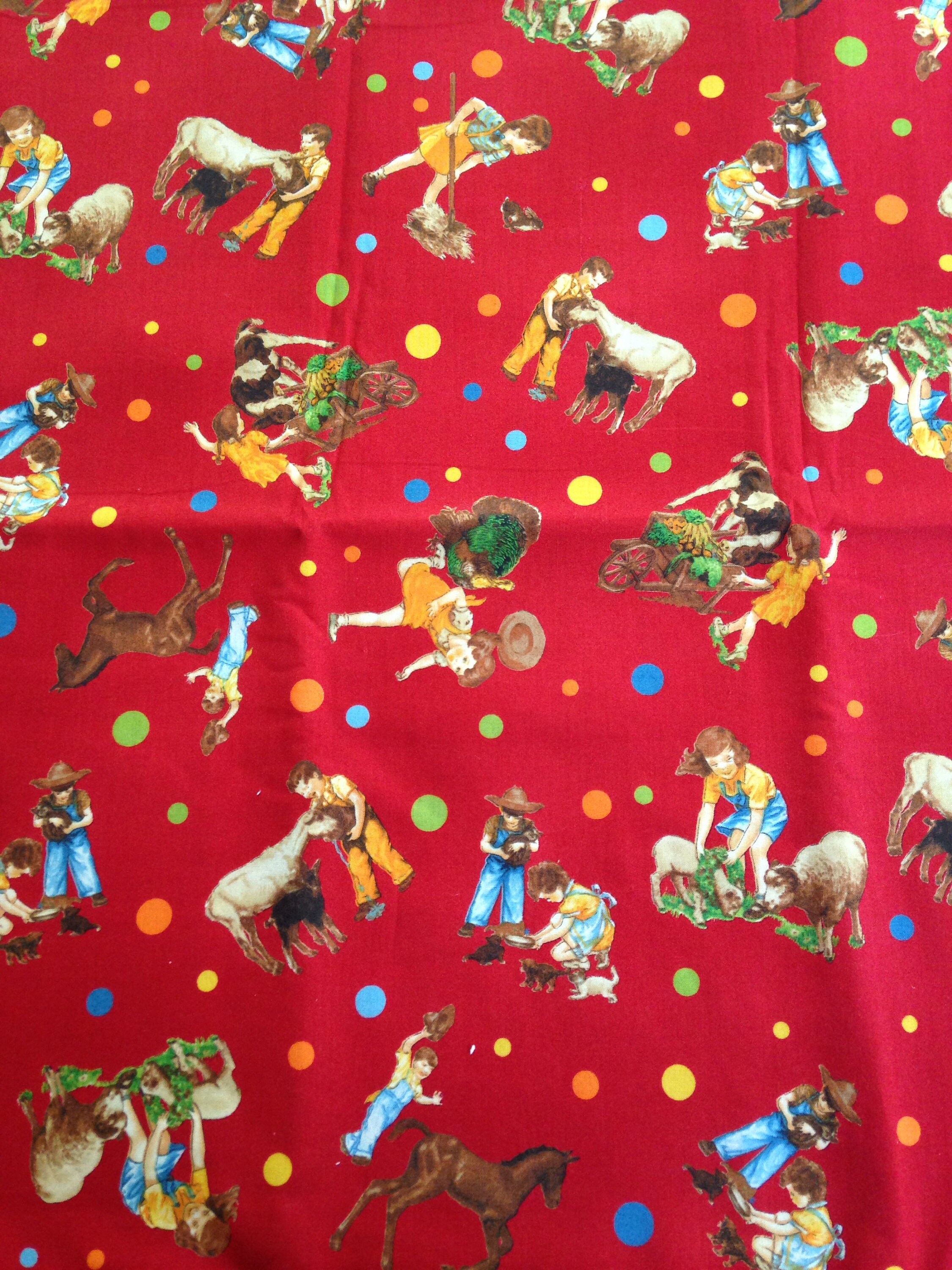 Red Print Peas and Carrots American Jane Moda Half Yard Fabric Farmyard ...