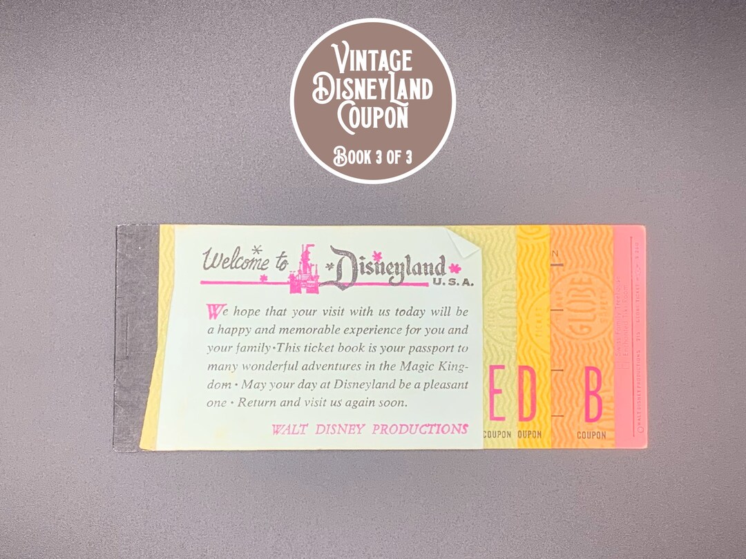 Disneyland Vintage Coupon Book 1970s, Partial Book, Vintage Disneyland ...
