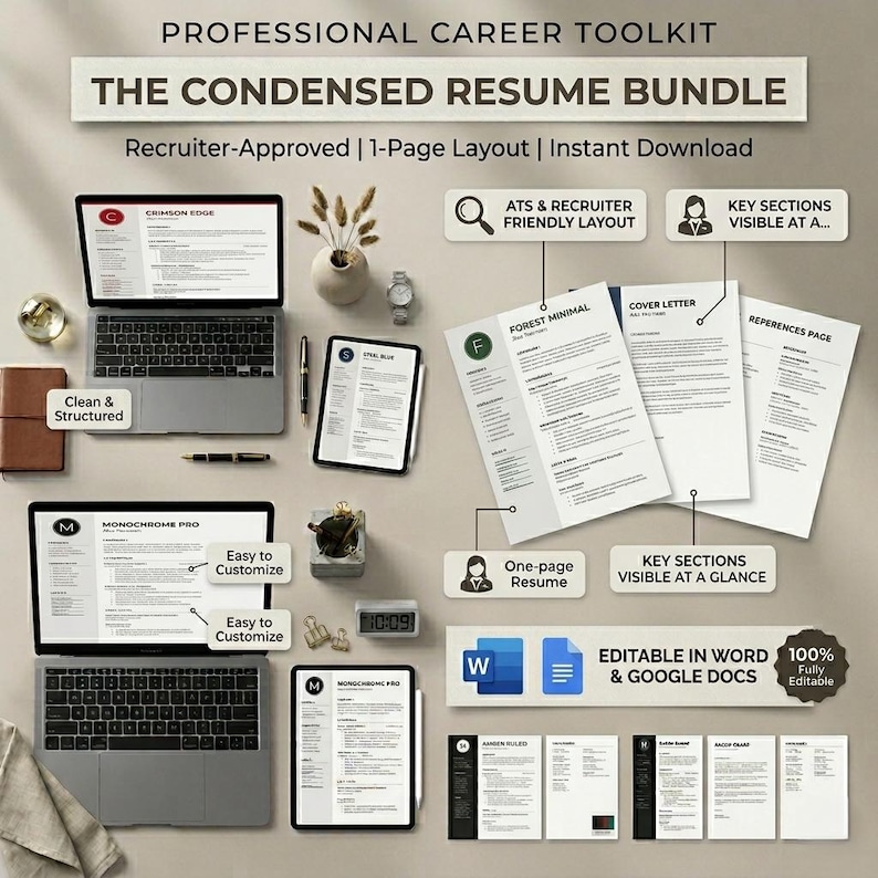 Ats-friendly Condensed Resume Template - Modern, Classy Teacher CV ...