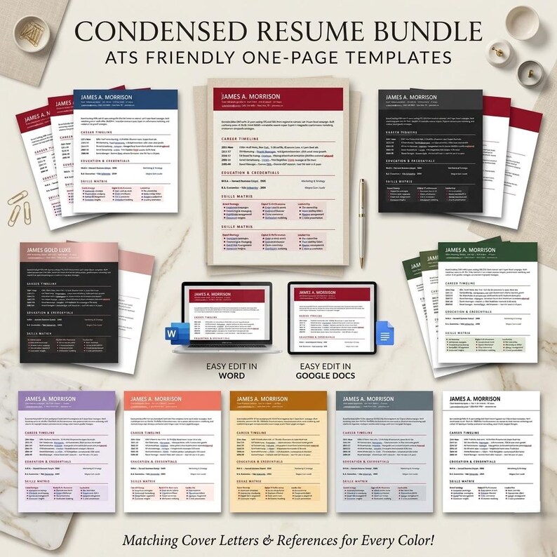 Ats-friendly Condensed Resume Template - Modern, Classy Teacher CV ...
