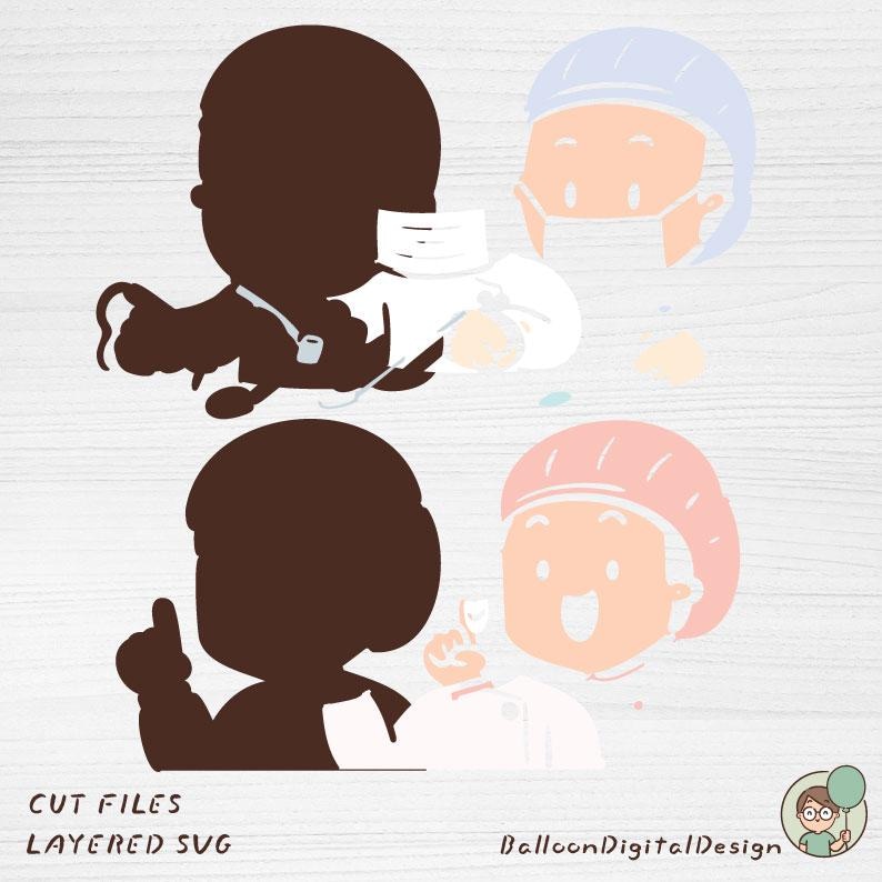 Dentist Medical Staff SVG Bundle, 9 Kawaii Doodle Cut Files (digital ...