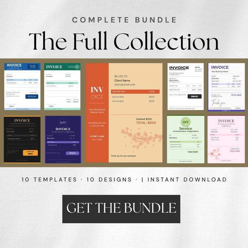 Canva Invoice Templates Bundle | Editable Small Business & Freelancer ...