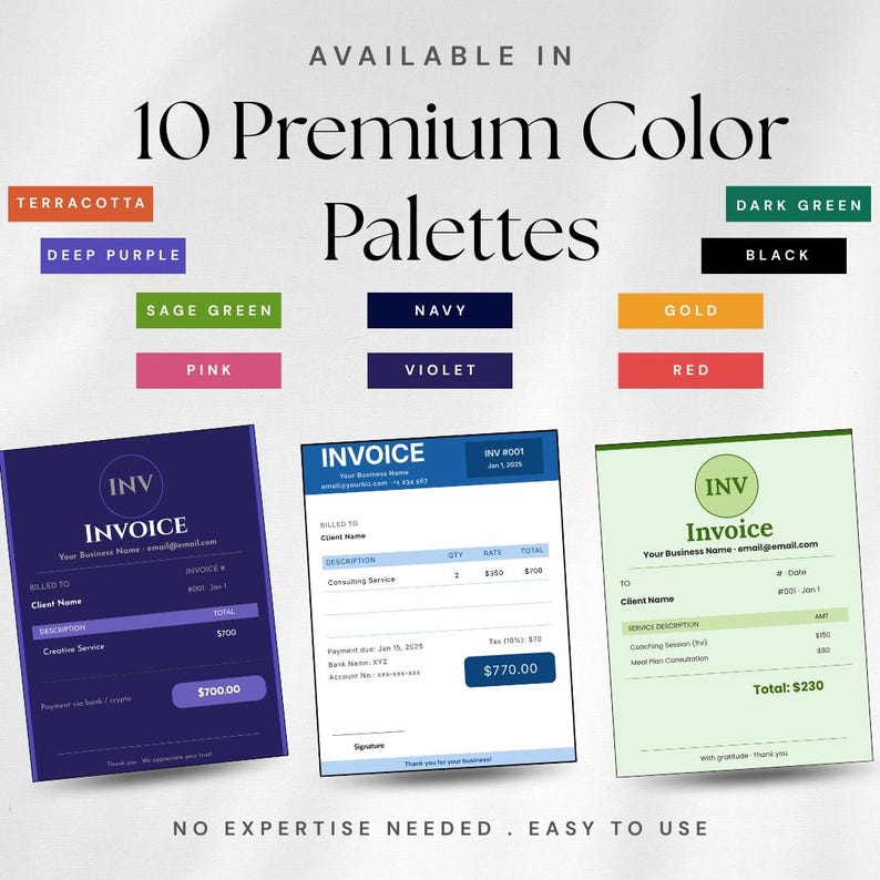 Canva Invoice Templates Bundle | Editable Small Business & Freelancer ...