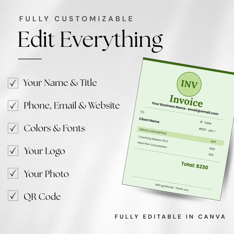 Canva Invoice Templates Bundle | Editable Small Business & Freelancer ...