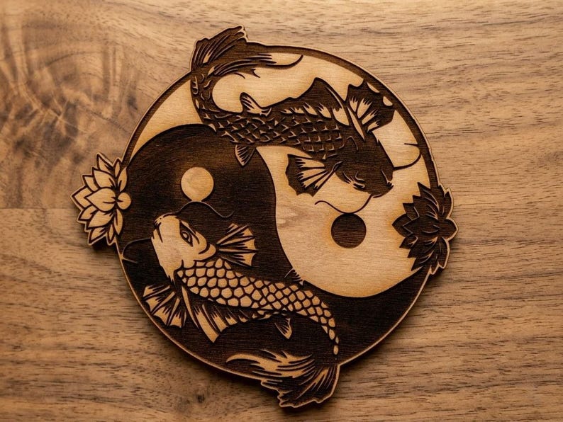 7-in-1 Yin Yang Laser Cut Files (SVG, DXF, JPG), Koi Fish Wall Art ...