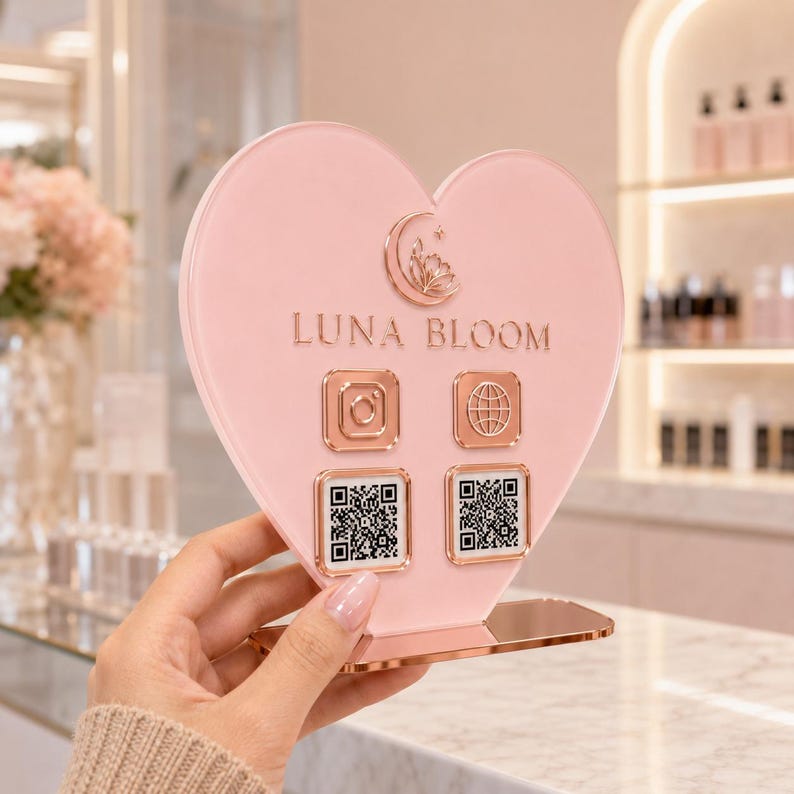 Heart Acrylic QR Code Sign | Social Media Display | Custom Sign for ...