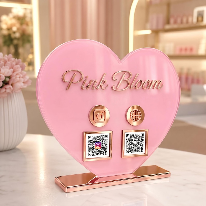 Heart Acrylic QR Code Sign | Social Media Display | Custom Sign for ...
