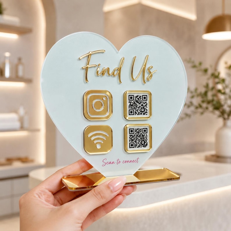 Heart Acrylic QR Code Sign | Social Media Display | Custom Sign for ...