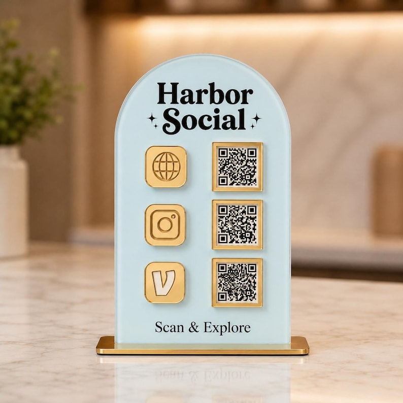 Personalized Acrylic QR Code Sign: Multi Social Media Payment Display ...
