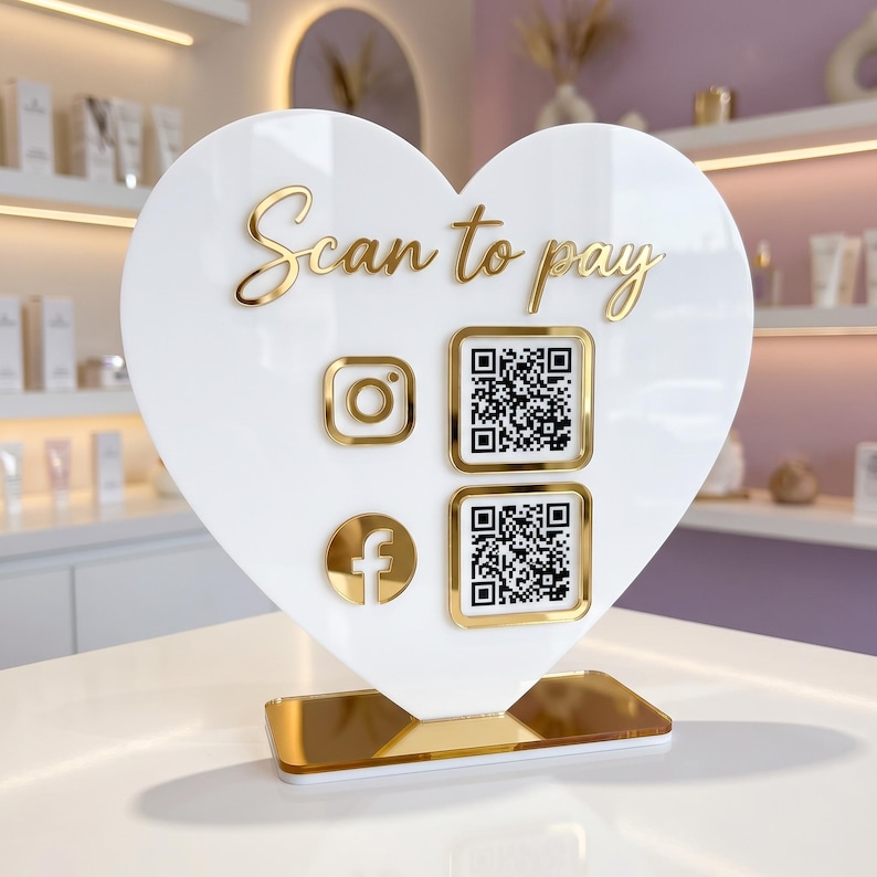Heart Acrylic QR Code Sign | Social Media Display | Custom Sign for ...