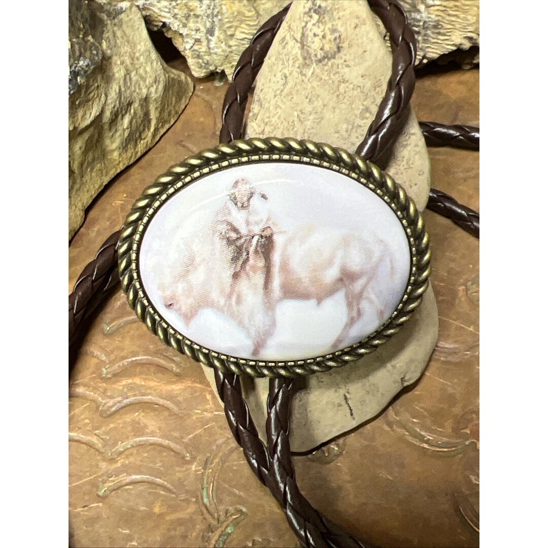 Southwestern Lariat White Buffalo Indian Chief Bolo Tie Western Bison ...