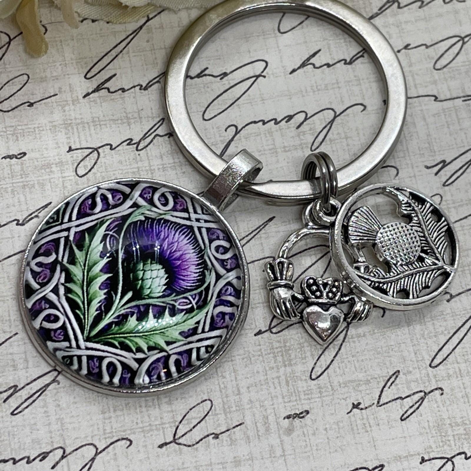 Scottish Thistle Keychain Key Claddagh Heart Gift Box Necklace Irish ...