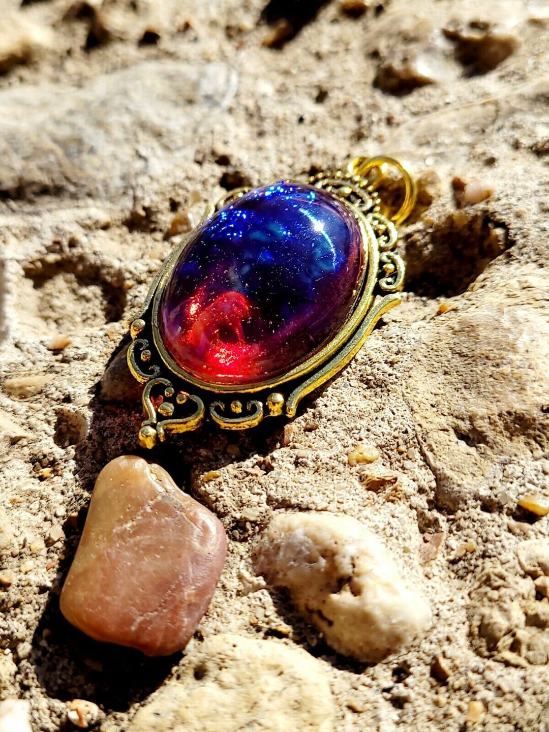 Red Mexican Fire Opal Simulated Victorian Antique Gold Necklace Cameo ...