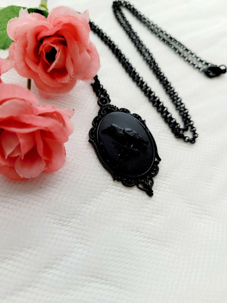 Black Crow Raven Bird Goth Witch Craft Pagan Antique Necklace - Etsy
