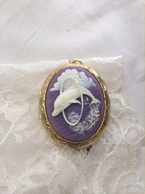 Sailor PURPLE Dolphin Porpoise Mermaid Locket Nautical - Etsy