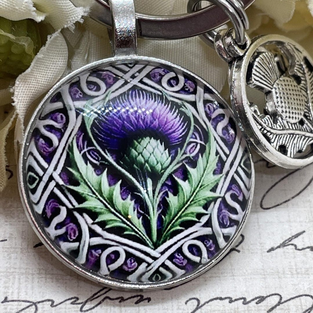 Scottish Thistle Keychain Key Claddagh Heart Gift Box Necklace Irish ...