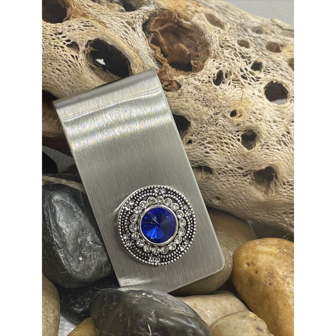 Fathers Day Sapphire Colored Blue Money Clip Stainless Steel Goth ...