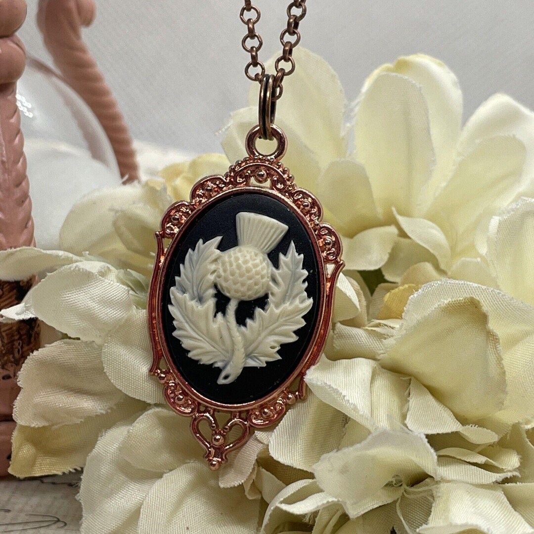 Rose Gold Irish Thistle Celtic Heart Wedding Party Birthday Necklace ...