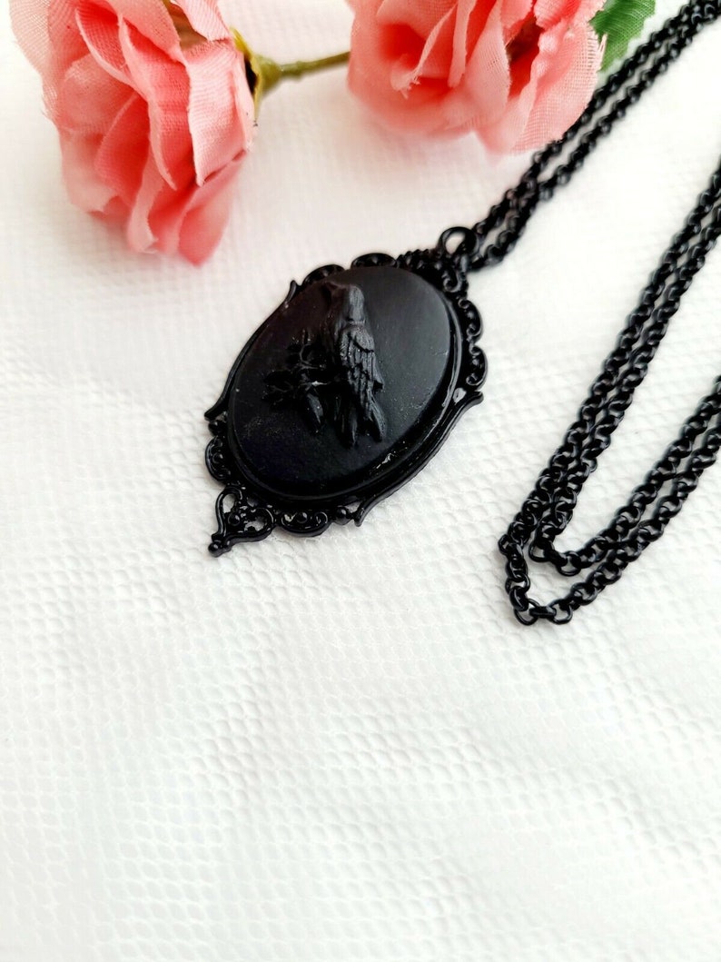 Black Crow Raven Bird Goth Witch Craft Pagan Antique Necklace - Etsy