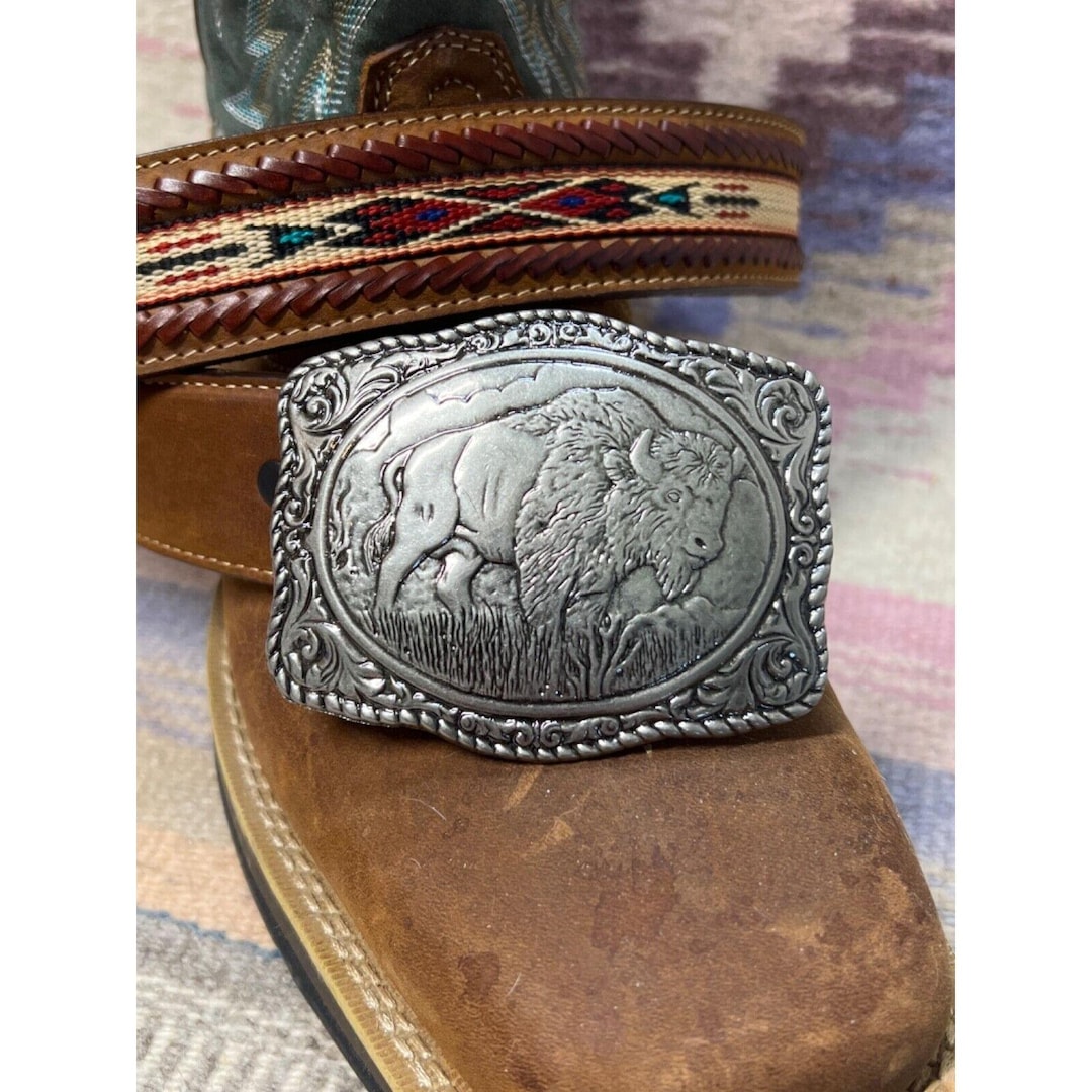 Buffalo Silver Belt Buckle in Time for Christmas Dad Son Gift Western ...