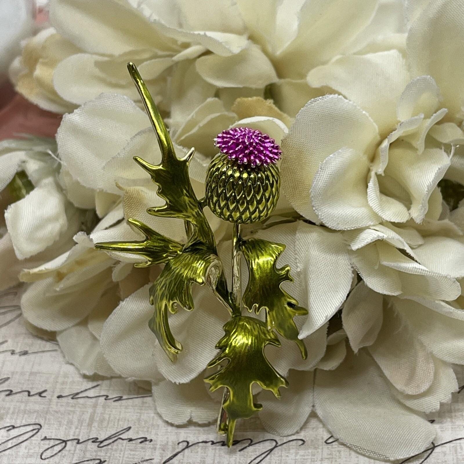 Thistle Pin Gold Flower Scotland Classic Brooch Hat Pin Scarf Jewelry ...