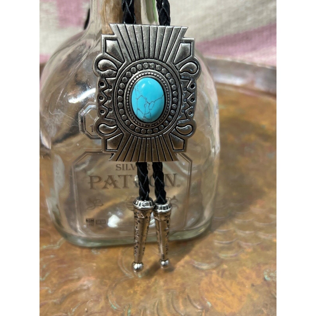 Large Cowboy Rodeo CONCHO Turquoise Bolo Tie Necklace Concho Western ...