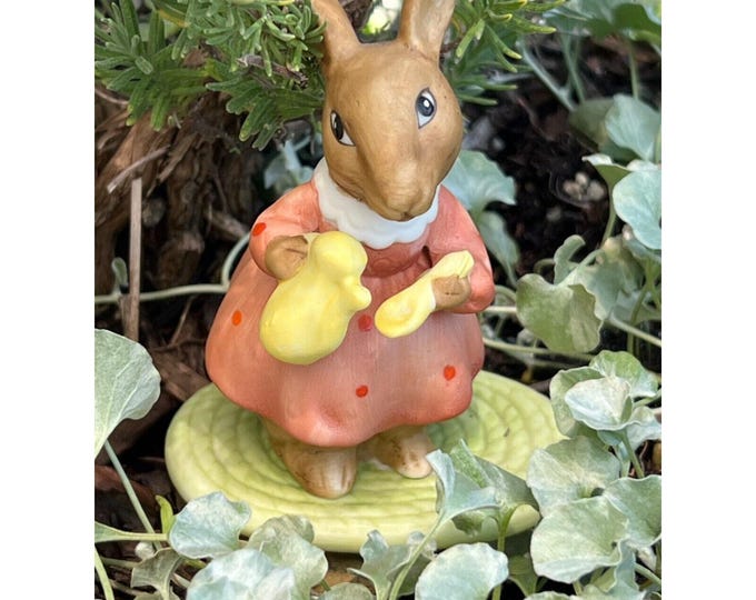 LEFTON China Handpainted Bunny Rabbit Tea Time Figurine Porcelain ...