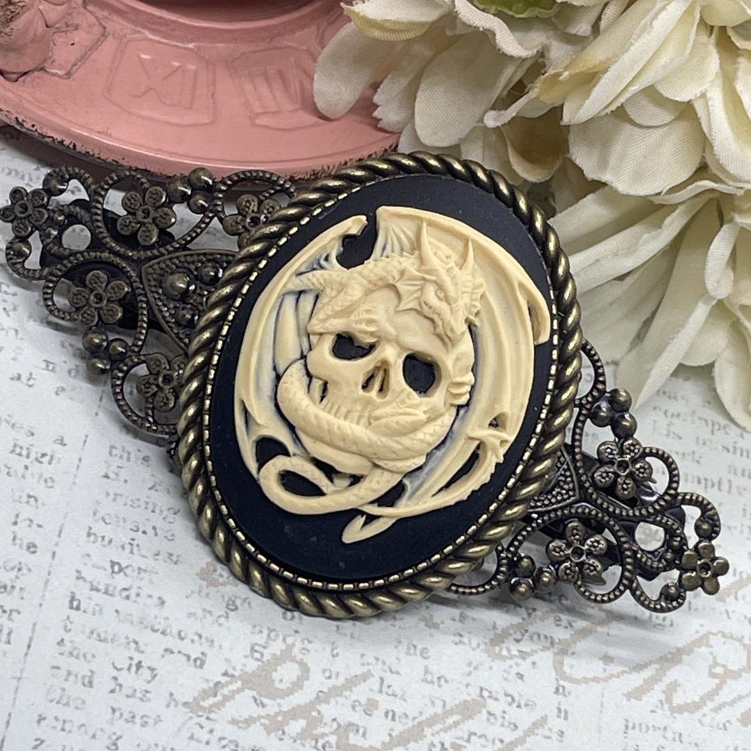 Skull Wicca Gothic Dragon Pagan Wedding Gift Hair Clip Jewelry Comb ...