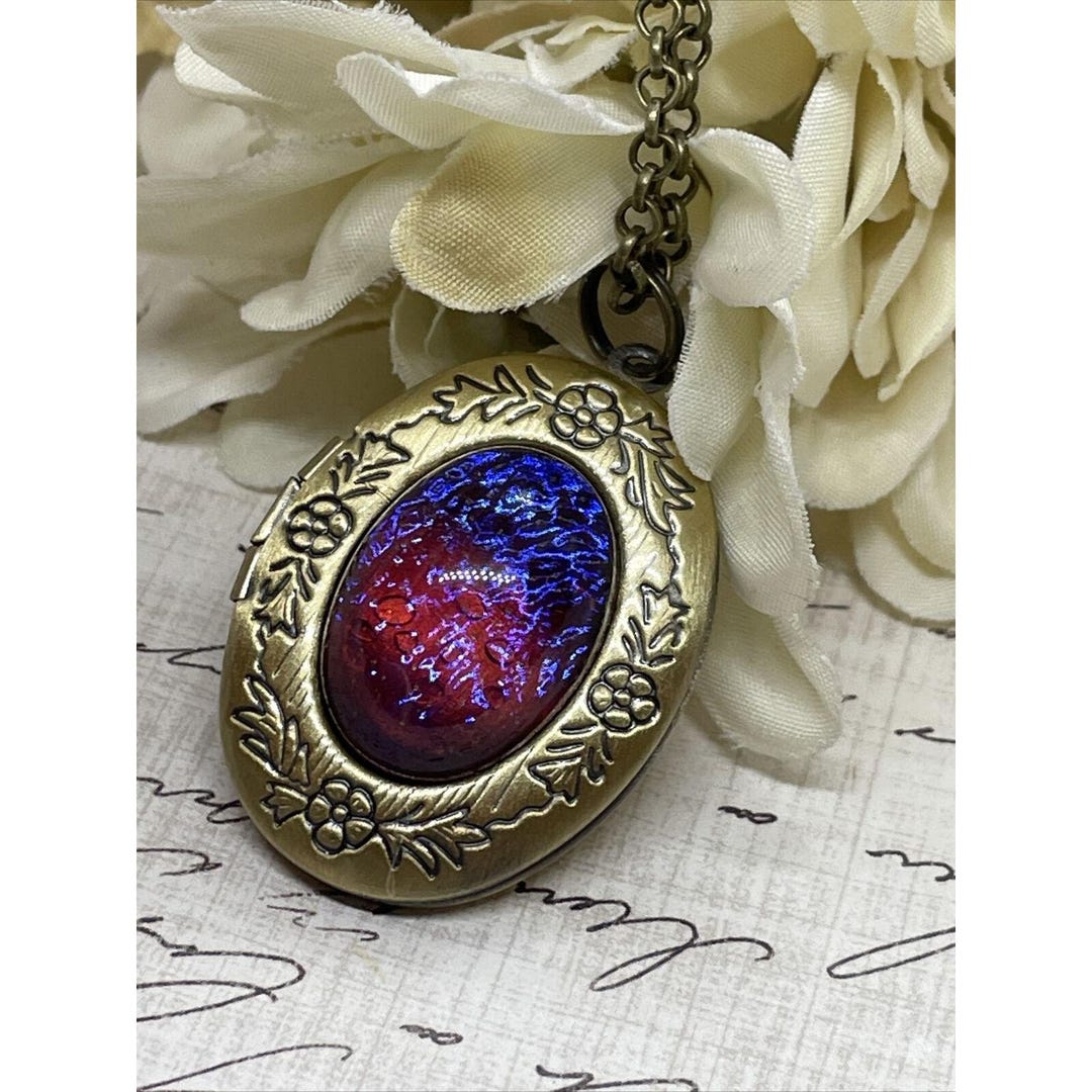 Bronze Fire Opal Locket Graduation Birthday Easter Mother Gift Bridal ...