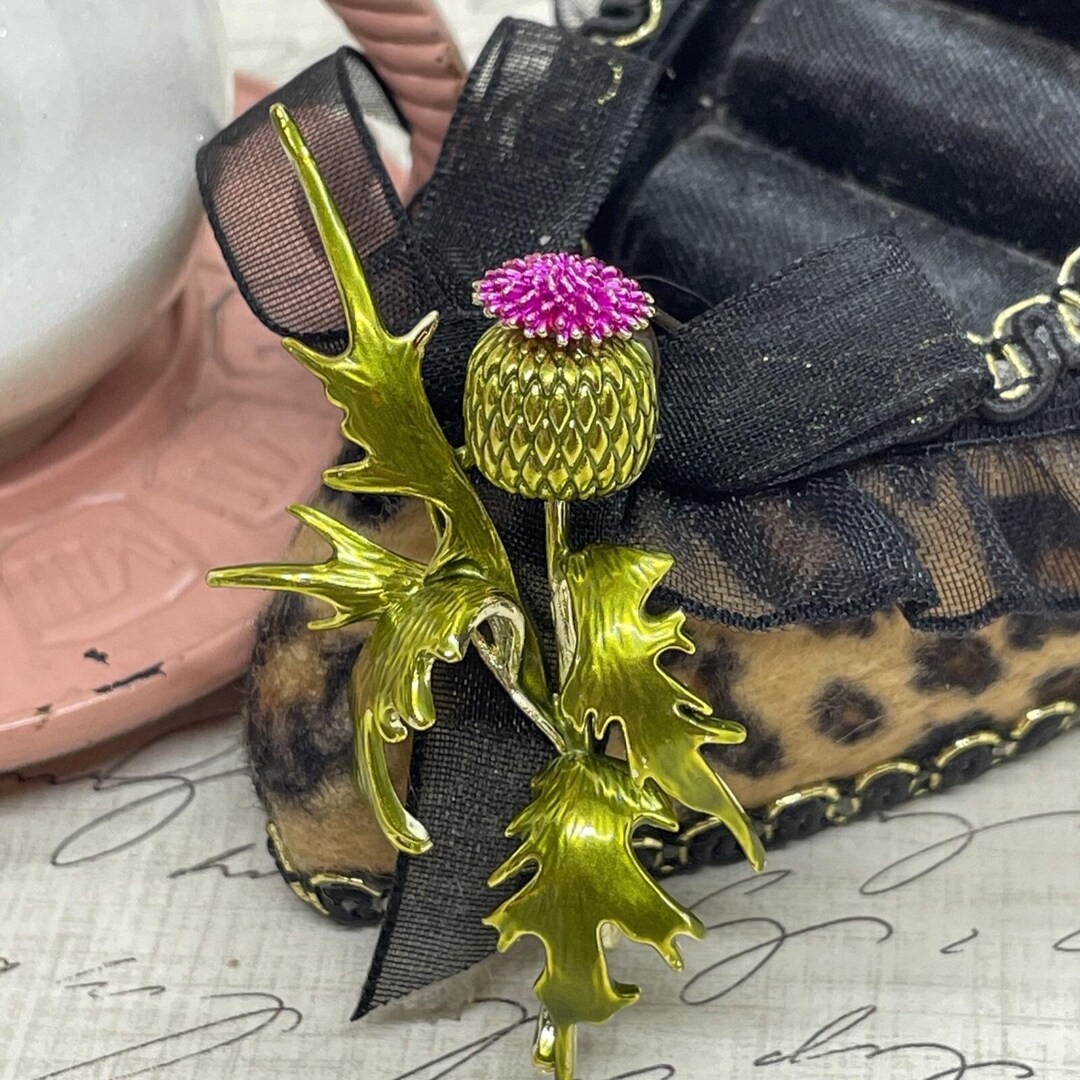 Thistle Pin Gold Flower Scotland Classic Brooch Hat Pin Scarf Jewelry ...